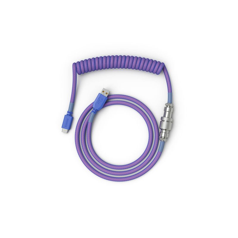 Glorious Coiled Cable Keyboard Purple USB Type-C Type-A with Detachable ...