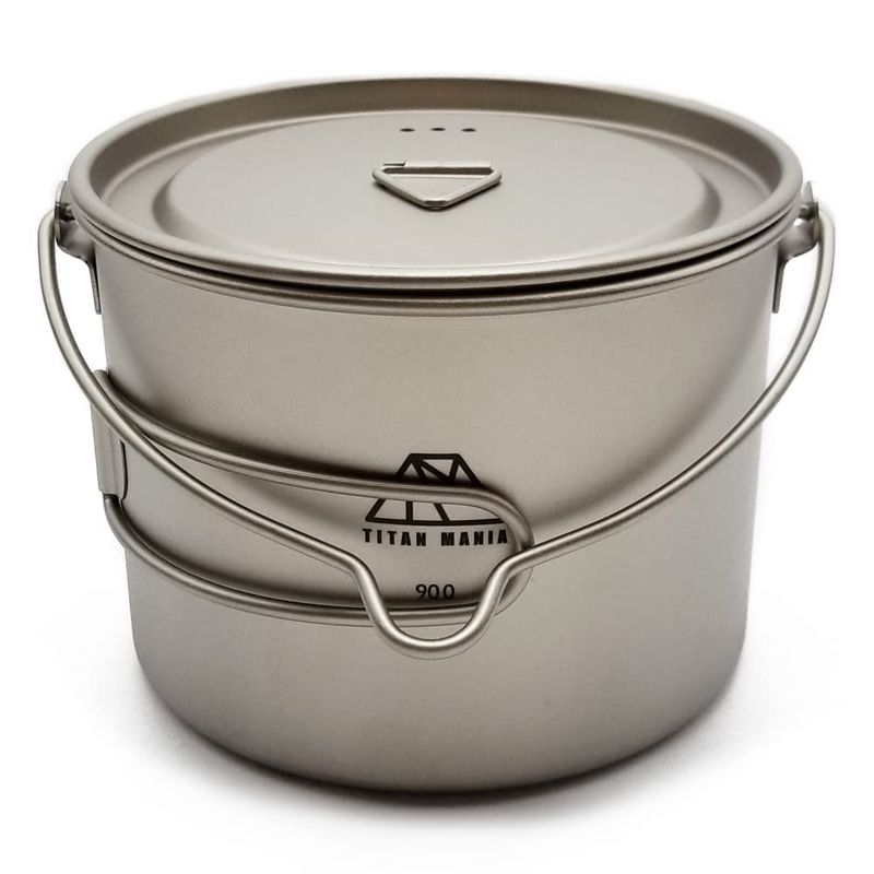 TITAN MANIA Cooker Kocher Titanium, 900 ml (30.4 fl oz), Solo Camping ...