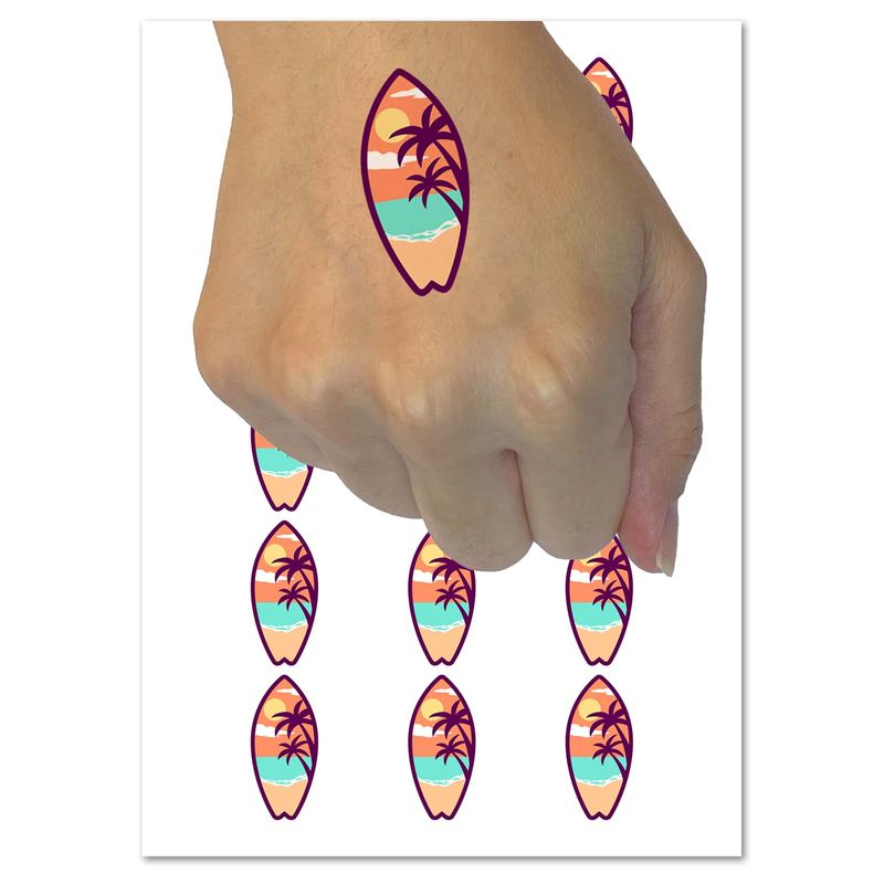 Tropical Beach Surfboard Hawaii Temporary Tattoo Water Resistant Fake ...