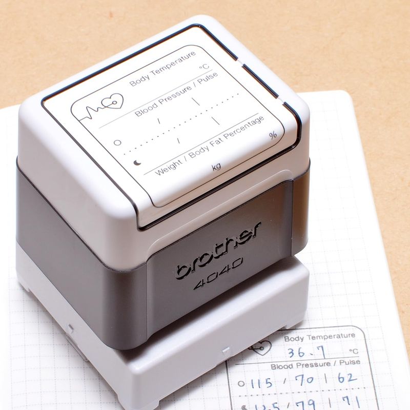 Body temperature, blood pressure, veins, health check stamp, square ...