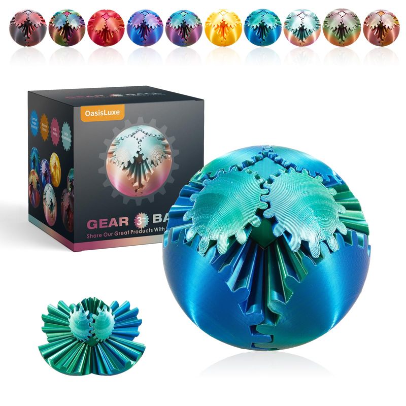 Fidget Gear Ball 3D Printed Shape-Changing Toy Stress and Anxiety Anti ...