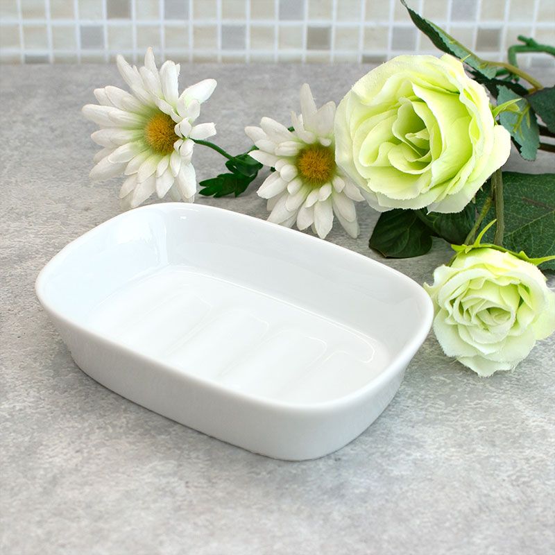 Outlet White Porcelain Rectangular Soap Tray [12.5 x 8.7 x H3cm ...