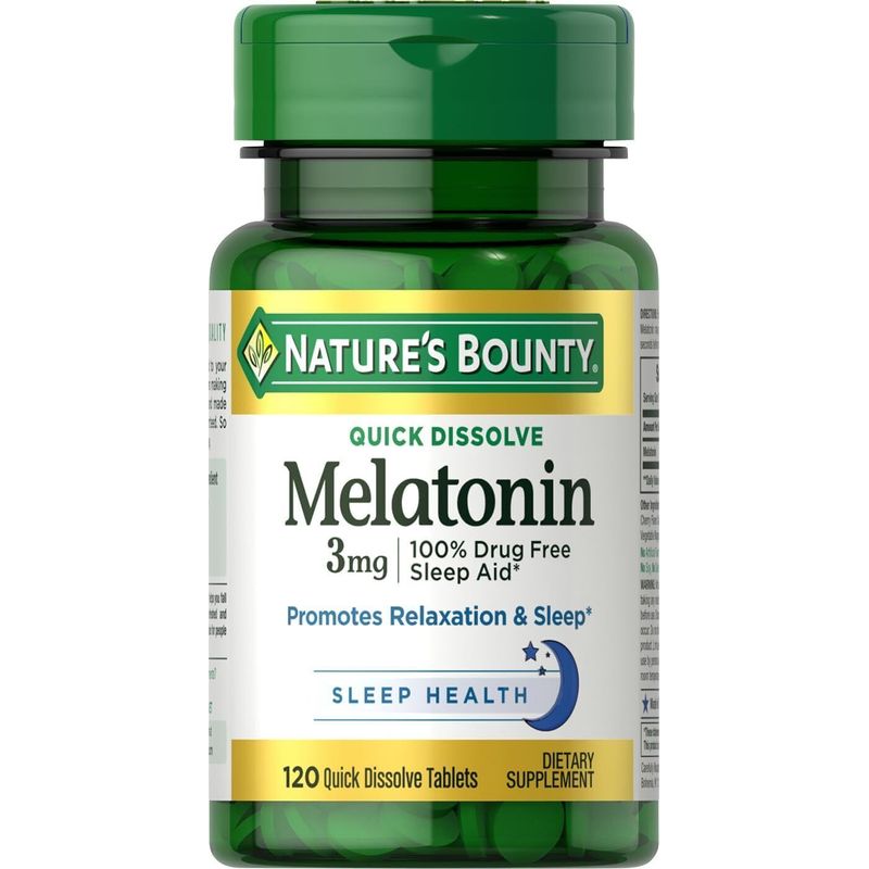 Nature’s Bounty Melatonin 3mg, 100% Drug Free Sleep Aids for Adults ...
