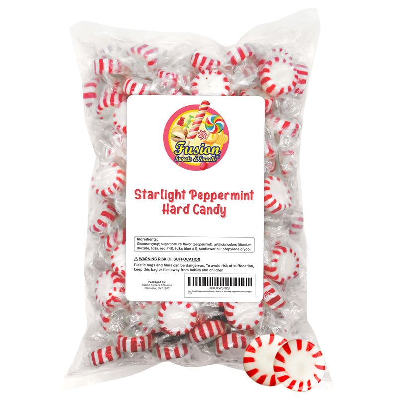 Starlight Peppermint Hard Candy - Bulk 2 Pounds Individually Wrapped Peppermints, Refreshing ...