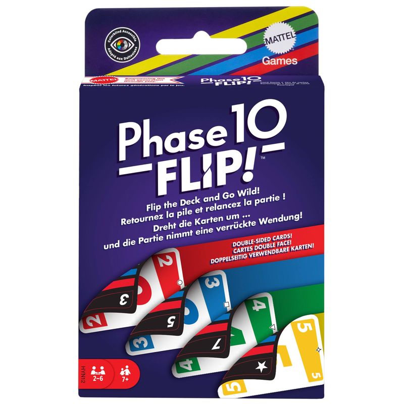 Mattel Games Phase 10 Flip Card Game, Family Card Game with Double ...