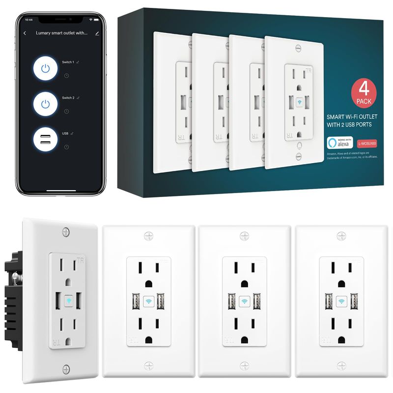 iLintek Smart Outlet with USB, Standard Electrical Outlets in Wall Work ...
