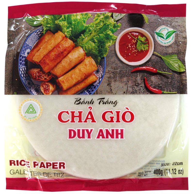 DUY ANH Rice Paper, For Deep Fried Spring Rolls, 8.7 inches (22 cm), 14 ...
