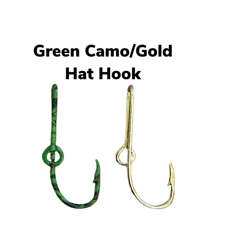 Two Fish Hook Hat Pins Camo and Gold Hat Hook Fish Hook for Hat Camo ...