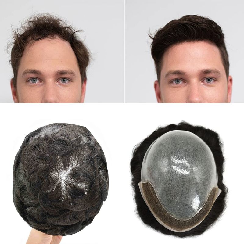 Hair Wonders Poly Toupee Lace Front Natural Hairline Mens Hairpiece ...