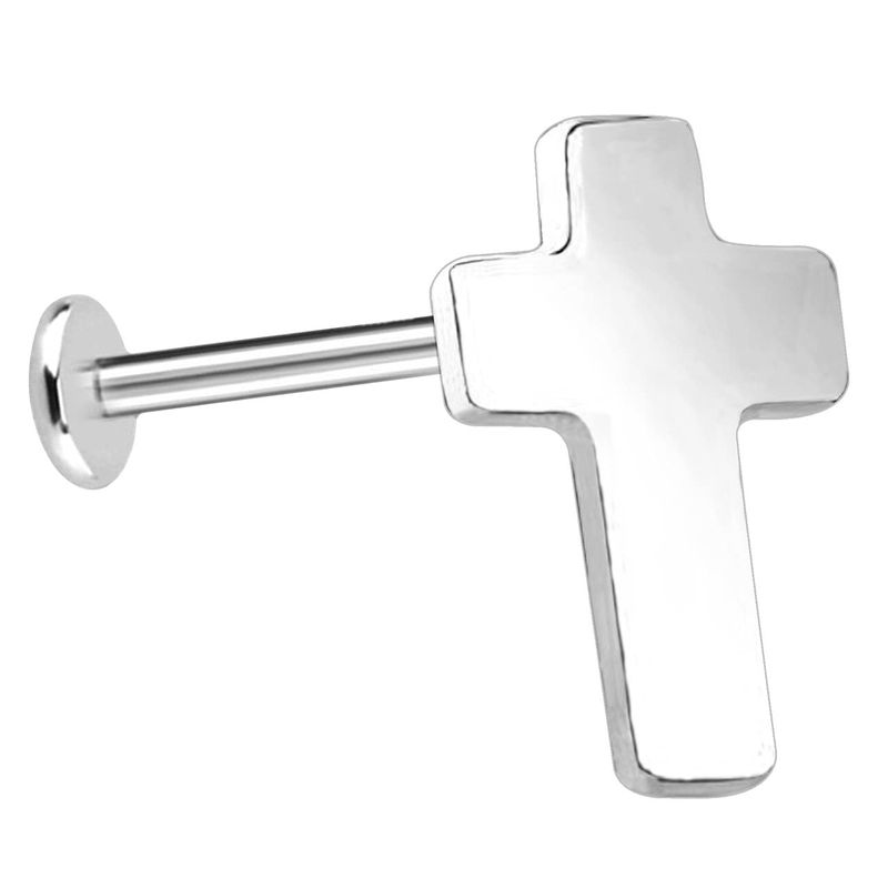 Ear Piercing Labret Stud 1.2 mm with Internal Thread and Cross Attachment, Titanium - Online ...