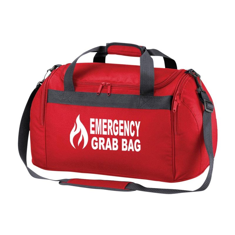 Emergency Grab Bag with Flame Logo Graphic Printed Home Evacuation ...