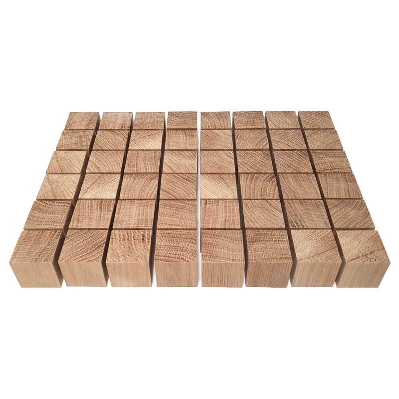 48 Cubes 1.2"/ 30 mm Wooden Blocks Bundle Set Oak Wood Natural ECO ...