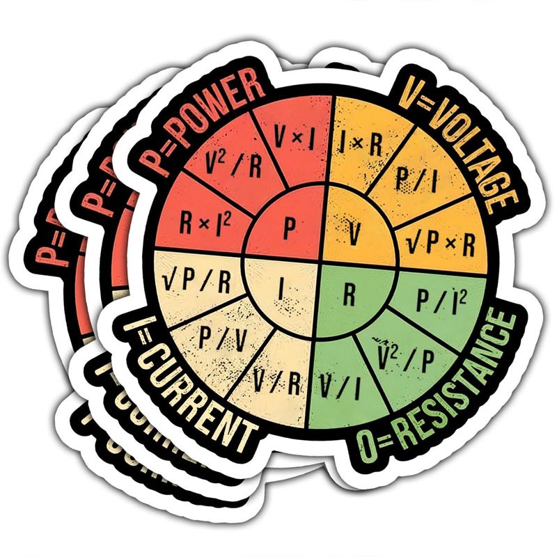 3 Pcs Ohms Law Wheel Stickers; Ohm's Law Pie Chart Physics Stickers ...