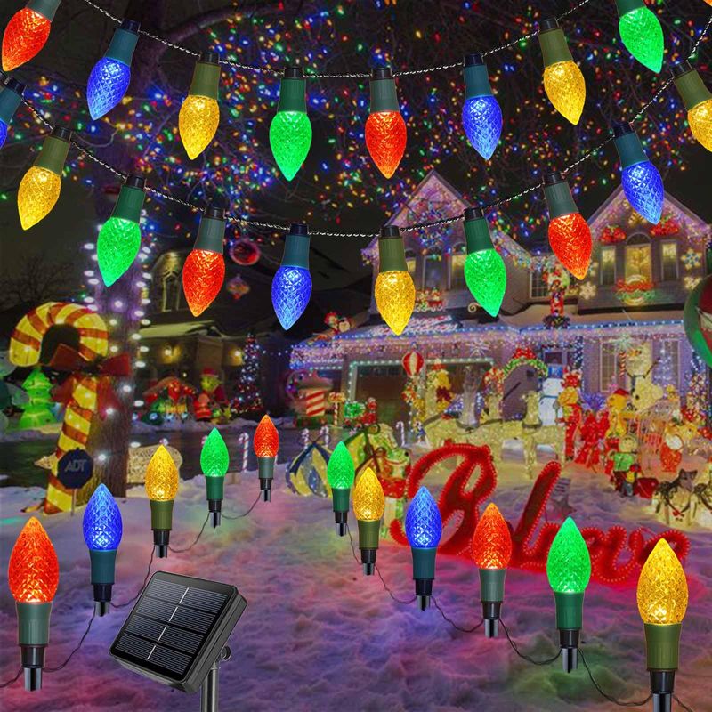 Homeleo 20 LED Solar Christmas Lights Outdoor, 2-in-1 C9 Solar Lights ...
