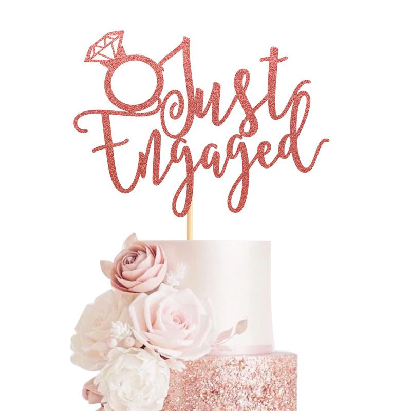 Arthsdite Just Engaged Cake Topper for Engagement Party Decorations ...