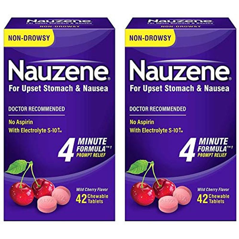 NAUZENE Upset Stomach & Nausea Chewable Tablets Wild Cherry Flavor- 2 ...