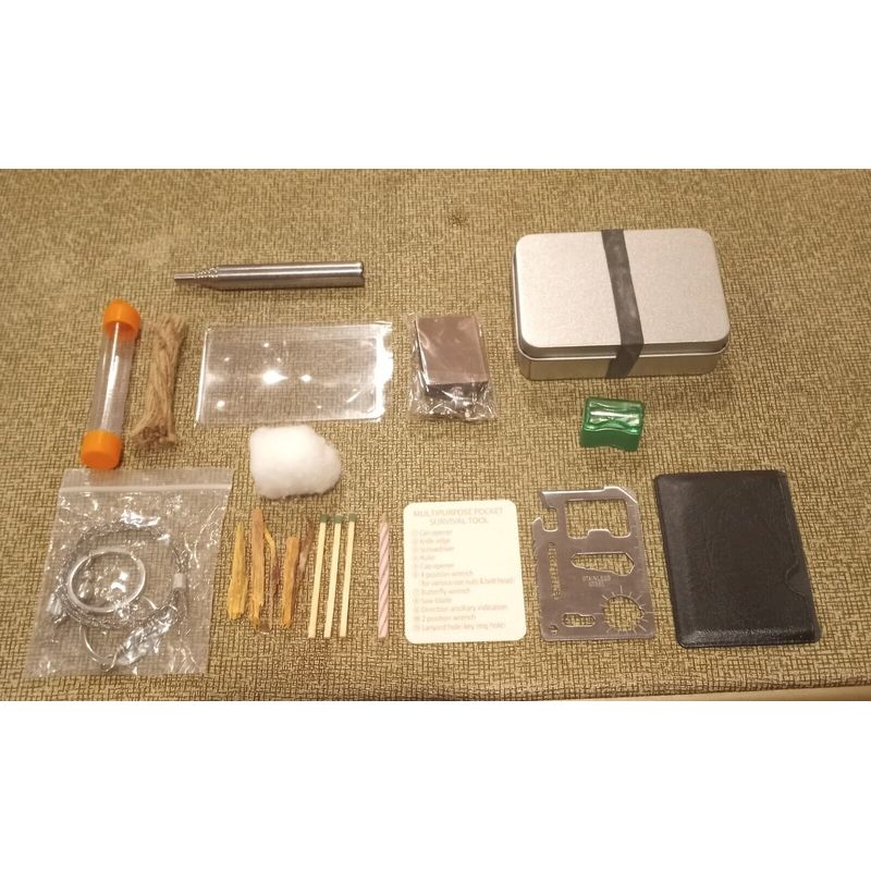 EDC Pocket Firestarter Survival Kit Forever Match Fatwood Chainsaw ...