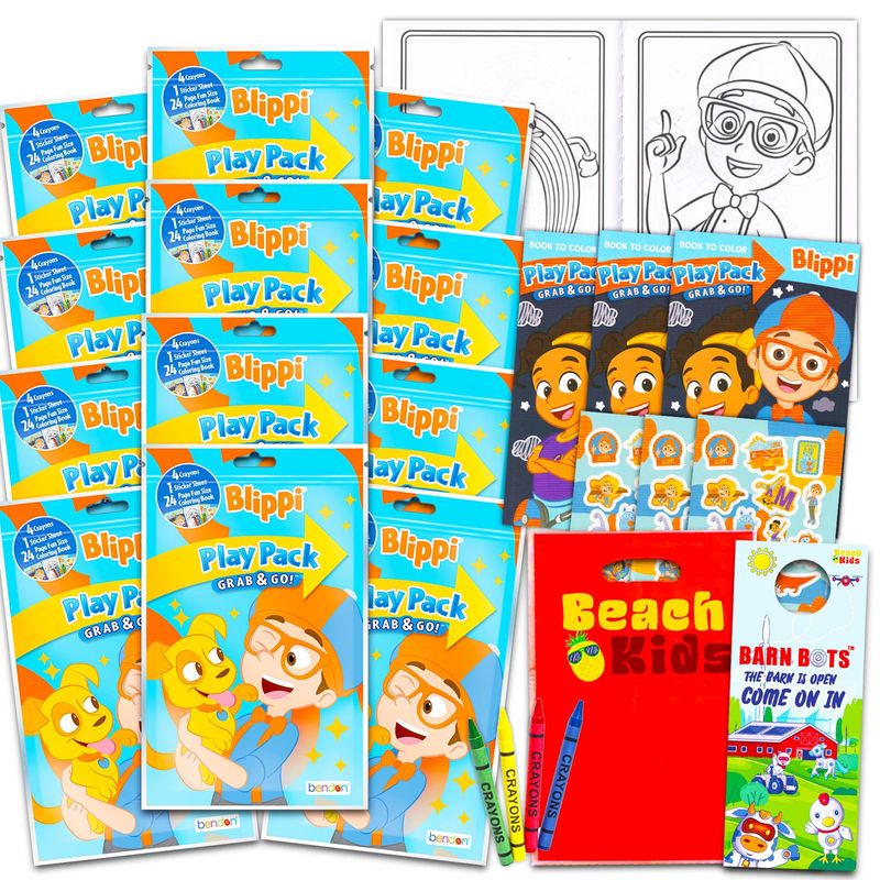 Blippi Birthday Party Favors and Supplies Bundle - 12 Blippi Activity ...