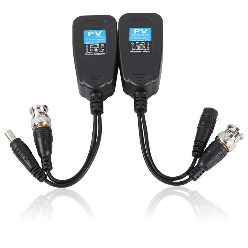 HD-CVI/TVI/AHD Passive Video Balun, Mini CCTV BNC Video Balun Transceiver Cable, Coaxial BNC ...