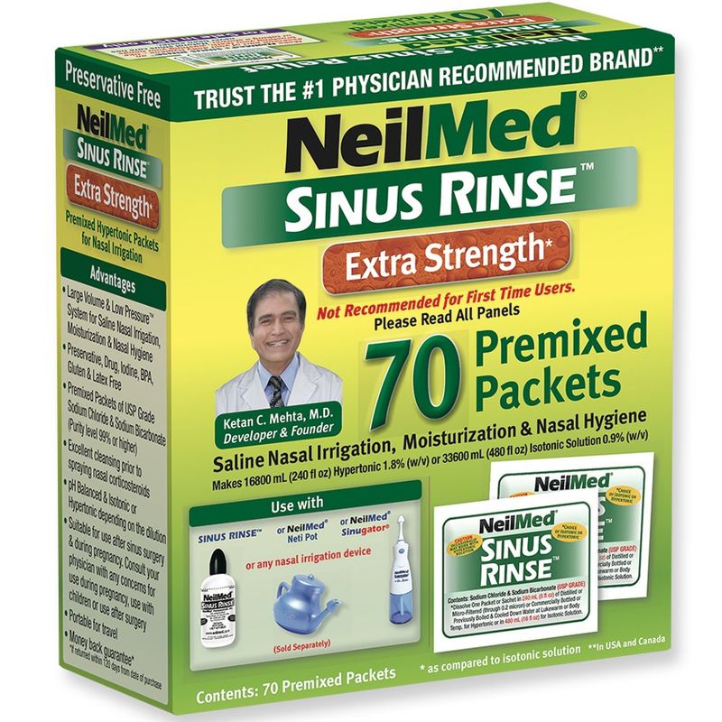 NeilMed's Sinus Rinse Extra Strength Pre-Mixed Hypertonic Packets, 70 ...