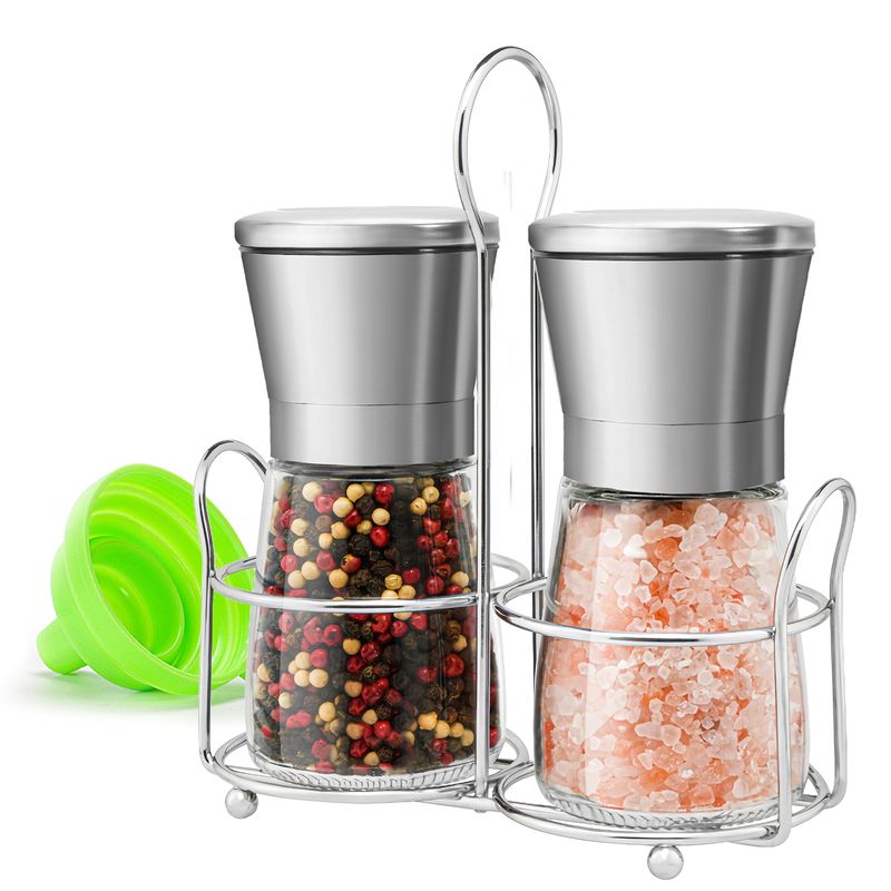 M JINGMEI Salt and Pepper Grinder Set of 2, Refillable Spice Pepper ...