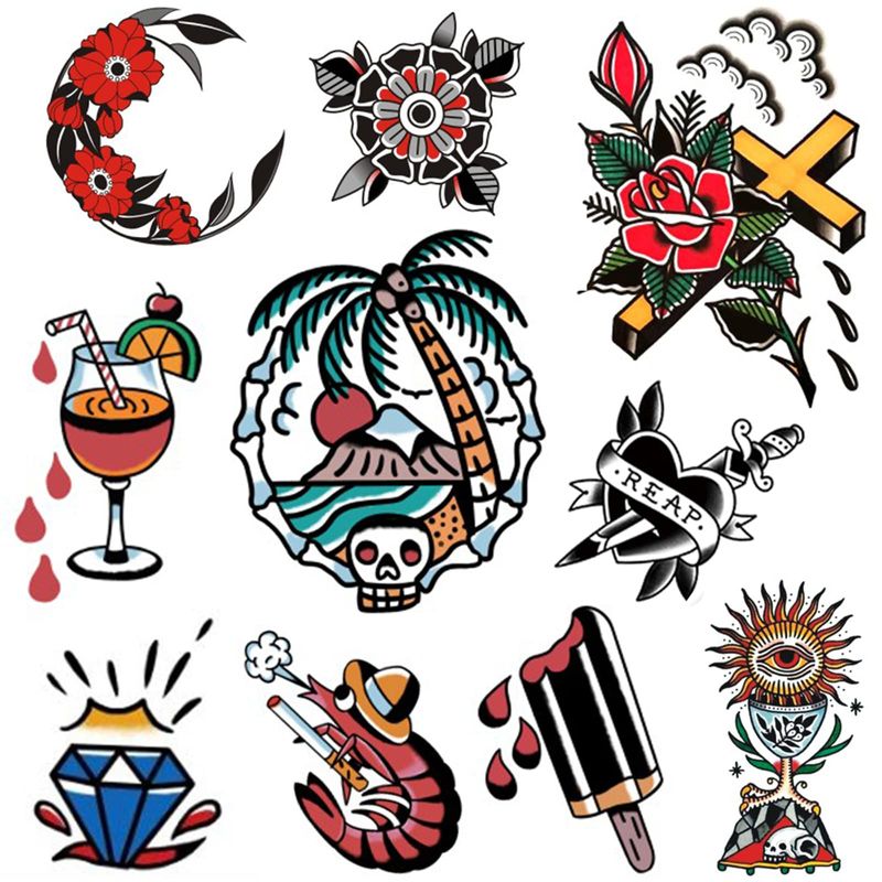 PUSNMI Vintage Temporary Tattoo for Men Women Cool Skull Tattoo Beach ...