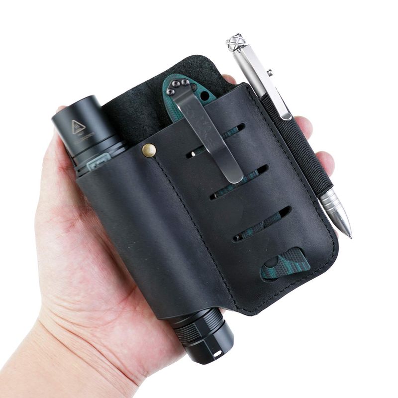 VIPERADE PJ15 EDC Leather Sheath, Flashlight Holster/Pocket Knife ...
