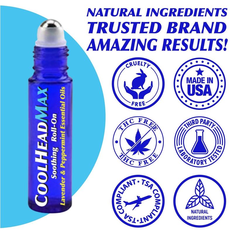HMP BRANDS CoolHead Max Roll On, Natural Peppermint Essential Oil ...