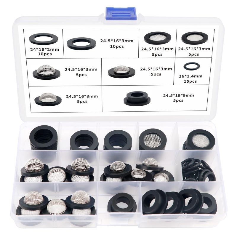 YIXISI 65 PCS Screen Hose Washers Kit, Filter Mesh Washer, Mesh Rubber ...