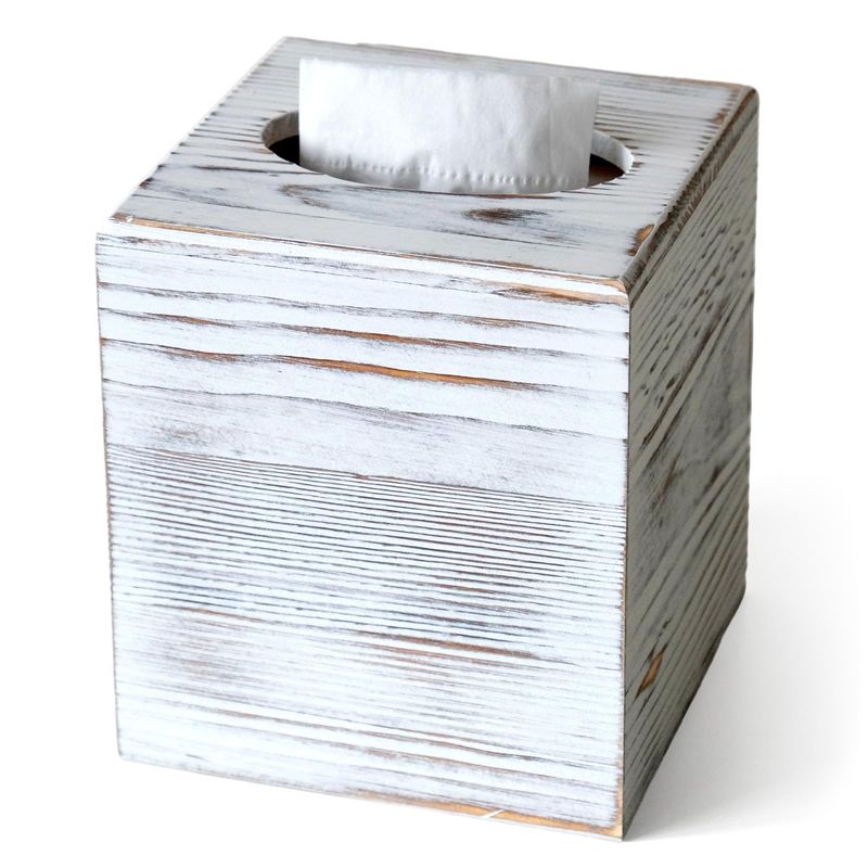 S310 Wood Tissue Box Cover, Rustic Square Tissue Box Holder with Slide ...