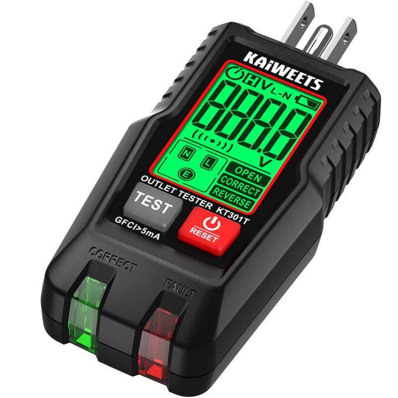KAIWEETS GFCI Outlet Tester with LCD Display, 3-Prong Receptacle Wiring ...
