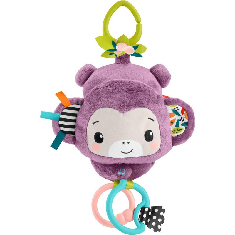 Fisher-Price Baby Stroller Toy Sing & Go Purple Monkey Musical Sensory ...
