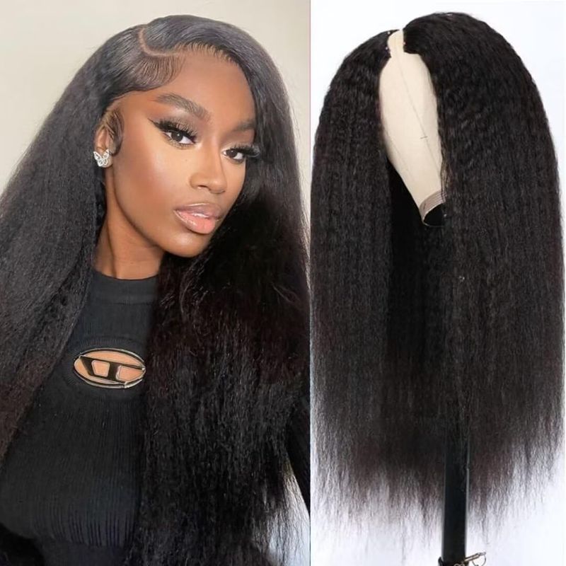 Yavida V Part Wig Human Hair Yaki Straight V Part Human Hair Wig 180% ...