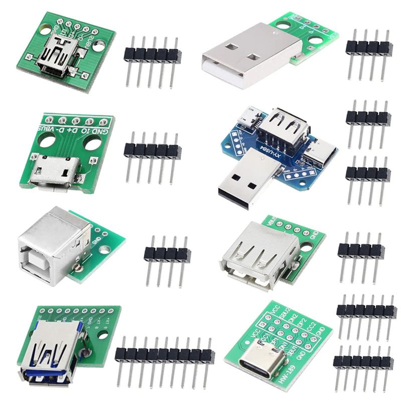 DAOKAI 8 Pcs USB to DIP Adapter 2.54mm USB Type-C/Type-B/USB 2.0 / USB ...
