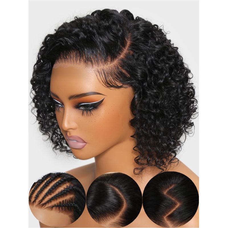 Nadula Bye Bye Knots Wig 10 Inch Short Curly Beyond Basics Bob Glueless Wigs Human Hair Pre Cut ...