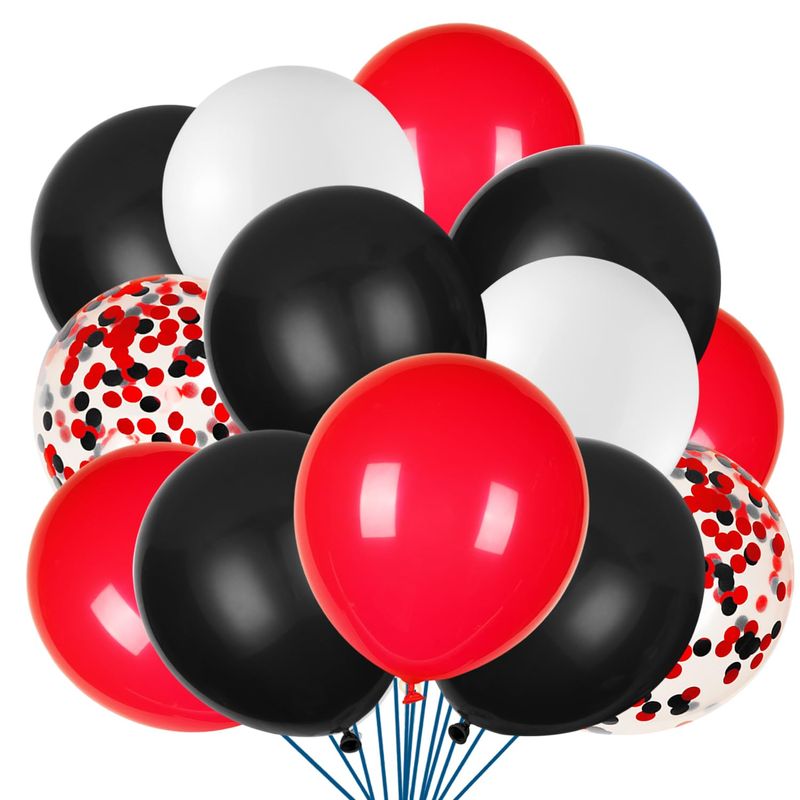 JOYYPOP 80Pcs Red White and Black Latex Balloons with Confetti Balloons ...