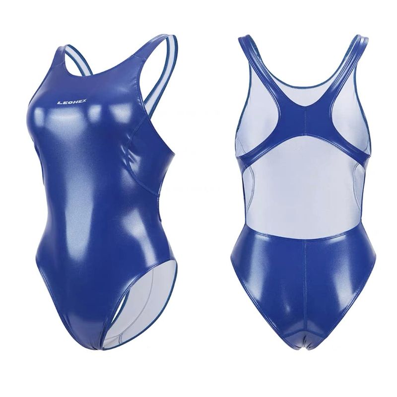 LEOHEX Glitter Enamel High Leg Leotard Bodysuit Cosplay Race Queen Costume, blue - Online ...