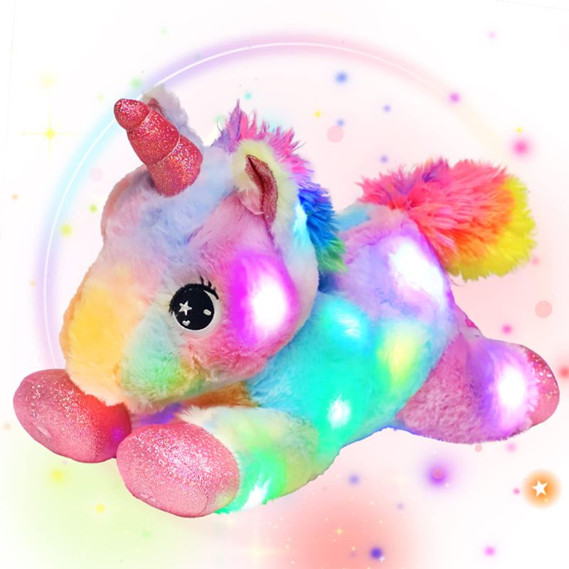 Easfan LED Unicorn Plush Light-up Stuffed Animal with Colorful Night ...