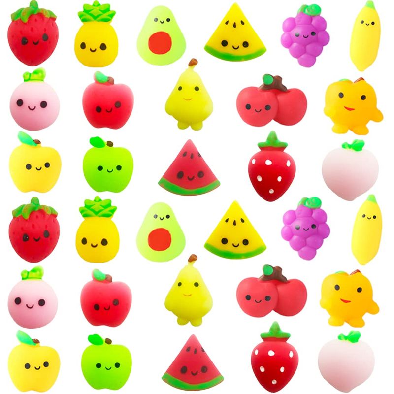 32pcs Mochi Squishy Toys Set for Kids, Mini Squishies Kawaii Fruit ...