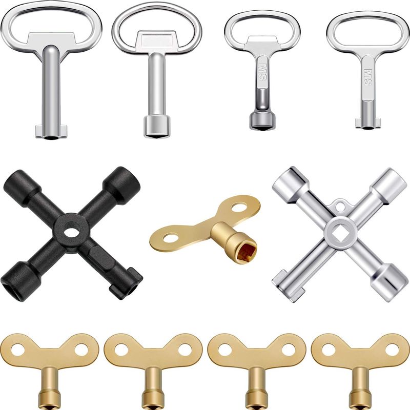 Mudder 11 Pcs Multi Functional Utility Key Kit Plumbers Key 4 Ways ...