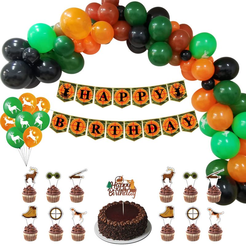 Hunting Party Decorations Set Hunting Party Supplies with Hunting Birthday Banner,Colorful Gone ...