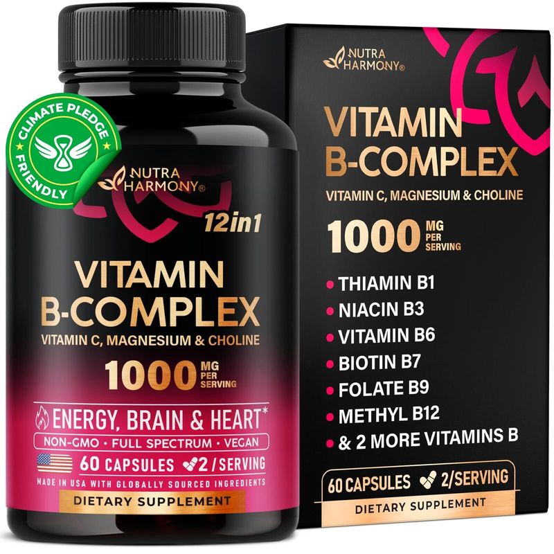 Vitamin B Complex for Men & Women - Made in USA - B-Complex B1 B2 B3 B5 ...