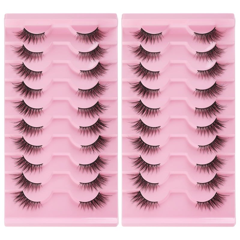 Gjinxi Half Lashes Natural Look Wispy 20 Pairs Cat Eye Lashes 3D Fluffy ...