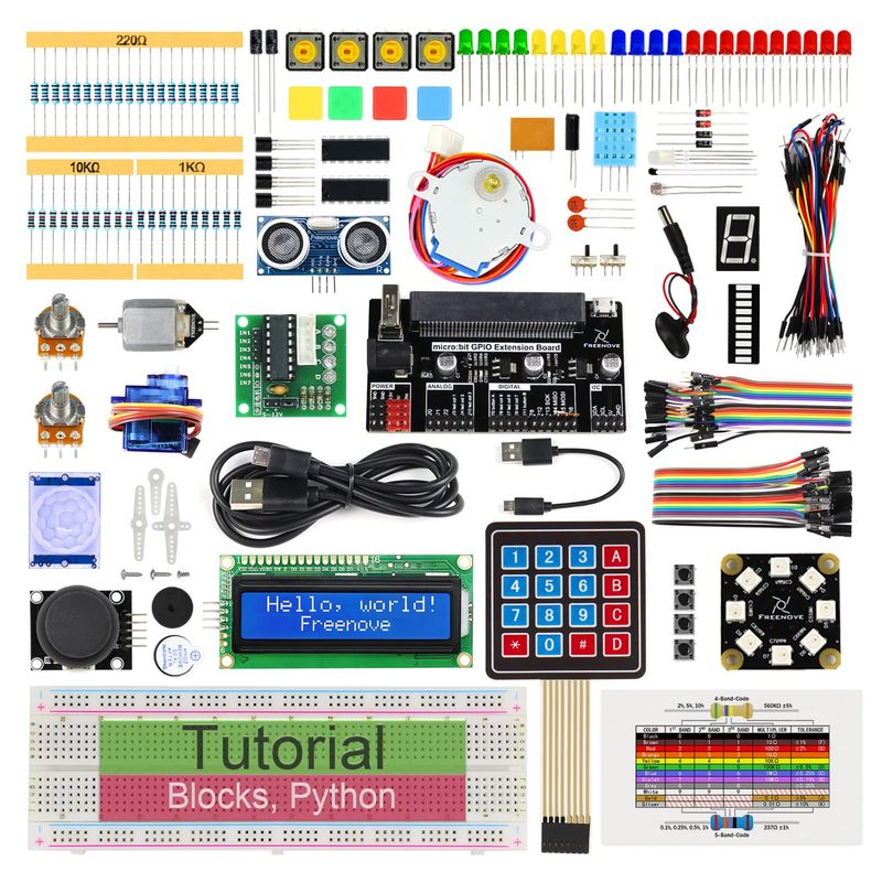 Freenove Ultimate Starter Kit for BBC Micro:bit (Not Included, Work with V1 & V2), 316-Page ...