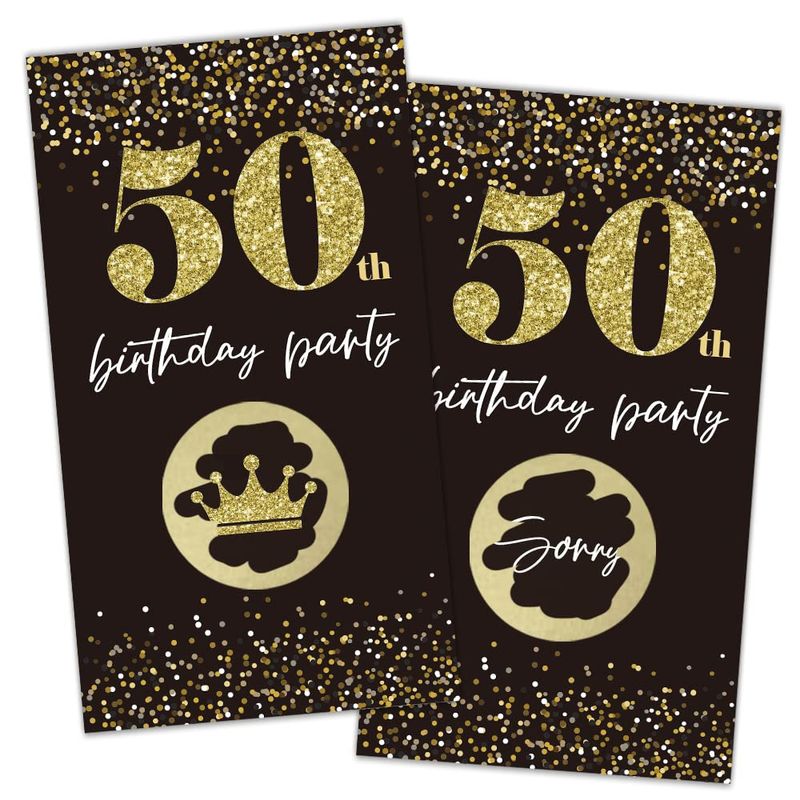 REWIDPARTY Black Gold 50th Birthday Party Scratch Off Game Cards（32 PCS ...