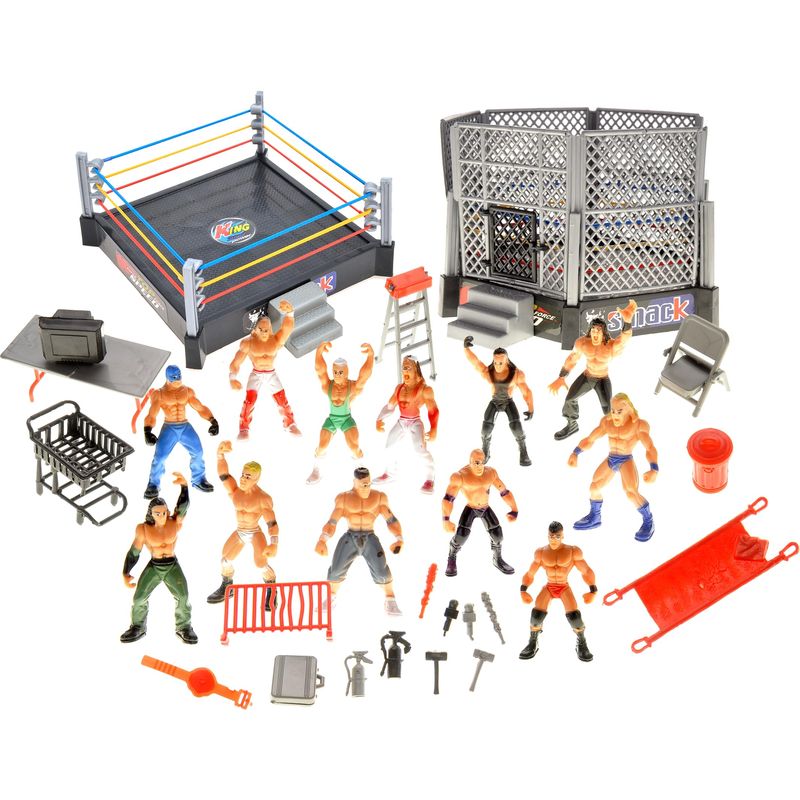 PowerTRC 32 Pieces Wrestling Toys, Wrestler Play Set with 2 Wrestle ...