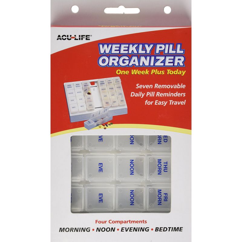 Acu-Life Weekly (7-Day) Pill Case, Medicine Planner, Vitamin Organizer ...