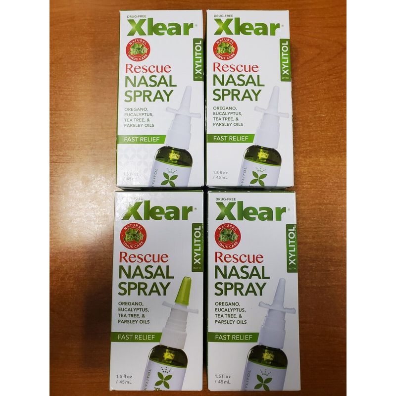 4 Pack: Xlear Rescue Nasal Spray w/ Xylitol All-Natural 1.5 oz. (Exp 5/25) F - Online ...