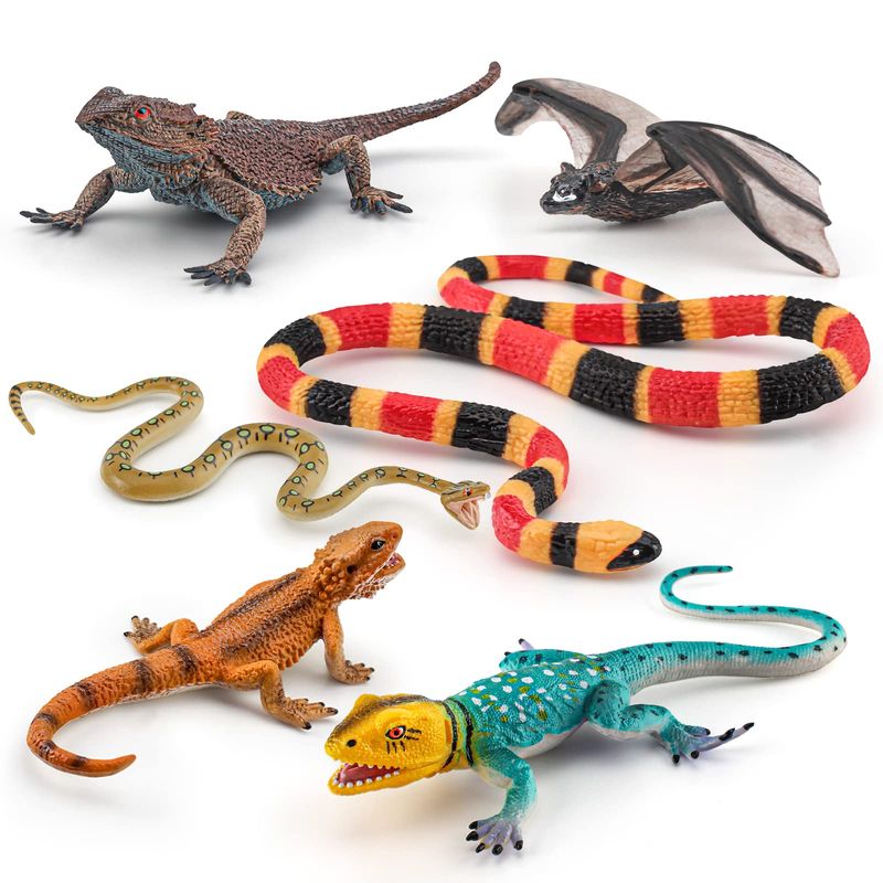 BRETOYIN Bearded Dragon Toys Snake Figurine Lizard Figures 6PCS ...