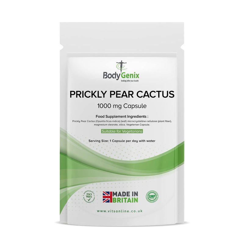 Bodygenix Prickly Pear Cactus Capsules - 1000mg Digestive Health Immune ...